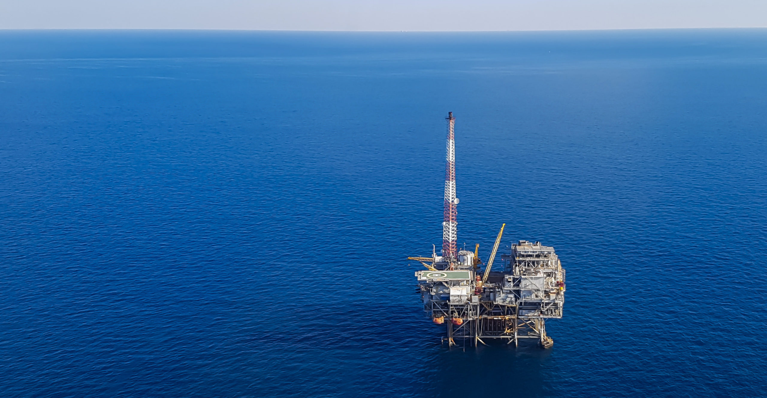 Image of oil platform while cloudless day - aerial view | Lavender ...